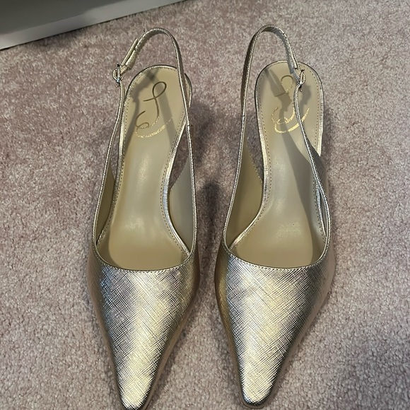 Sam Edelman | Shoes | Sam Edelman Gold Slingback Heels With Mirrored ...